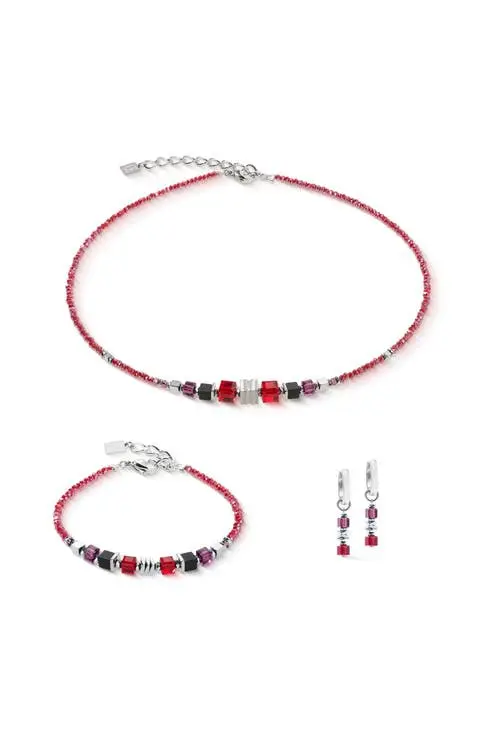 COEUR DE LION Wave Cube Flow Necklace - Red