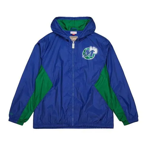 Mitchell & Ness Dallas Mavericks Playmaker Full-zip Hooded Windbreaker Jacket