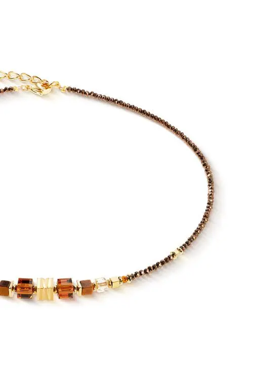 COEUR DE LION Wave Cube Flow Necklace - Brown