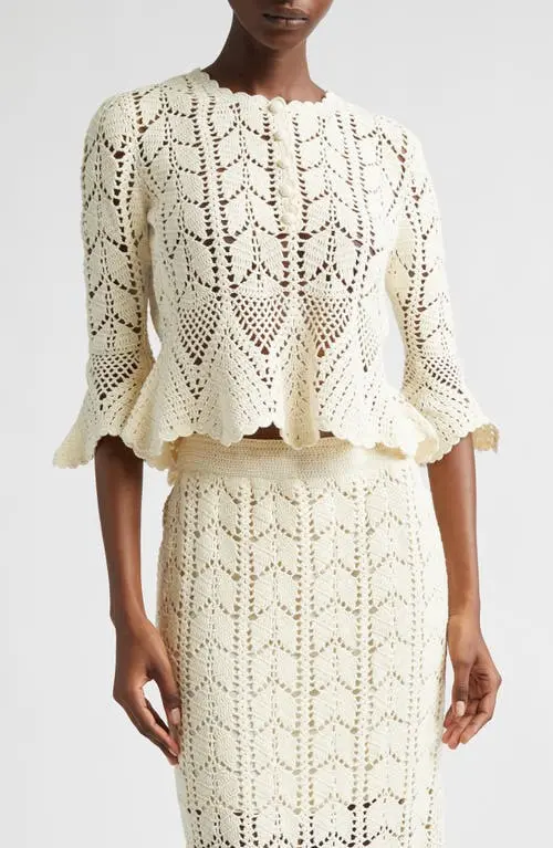 Zimmermann Awaken Button Front Crochet Top - Cream