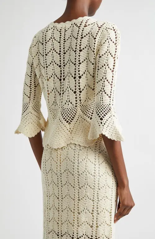 Zimmermann Awaken Button Front Crochet Top - Cream
