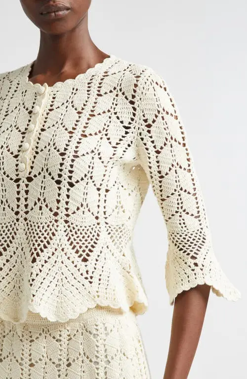 Zimmermann Awaken Button Front Crochet Top - Cream