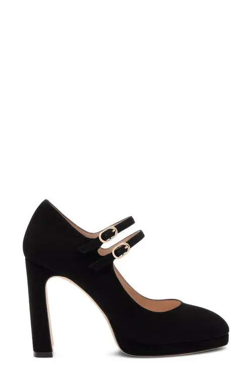 STUART WEITZMAN Babette Platform Mary Jane Pump - Black Suede