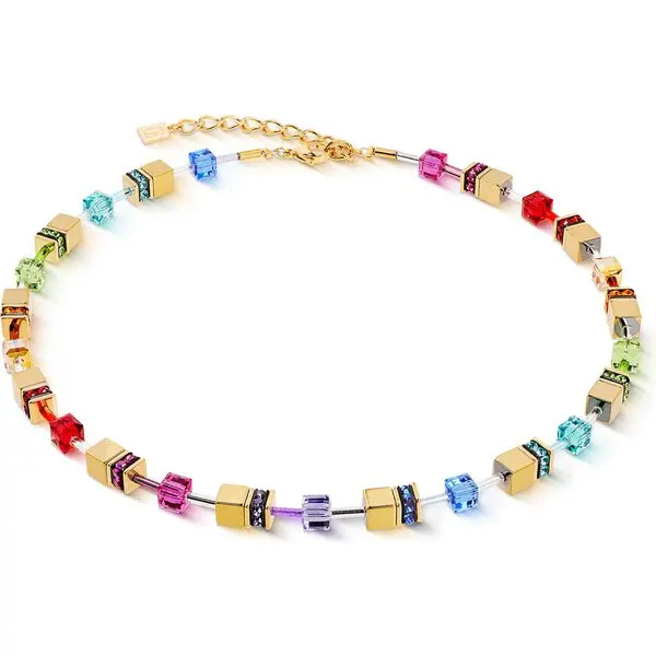 COEUR DE LION Geocube Iconic Gold Necklace - Rainbow