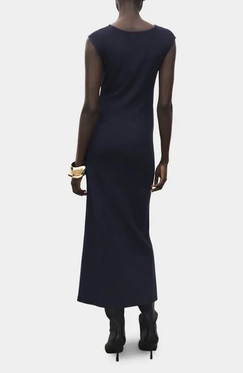 Mango Fine-knit Midi Dress - Navy