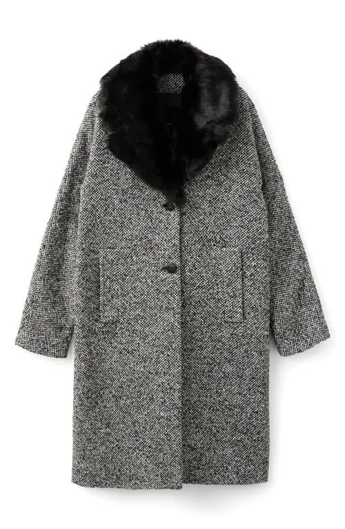 Mango Mottled Coat With Faux Fur Collar