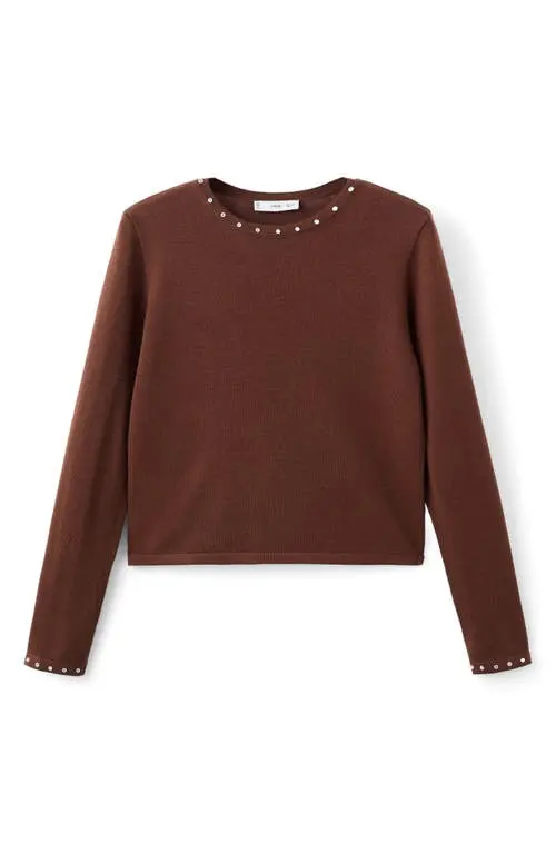 Mango Studded Knit Crewneck Sweater