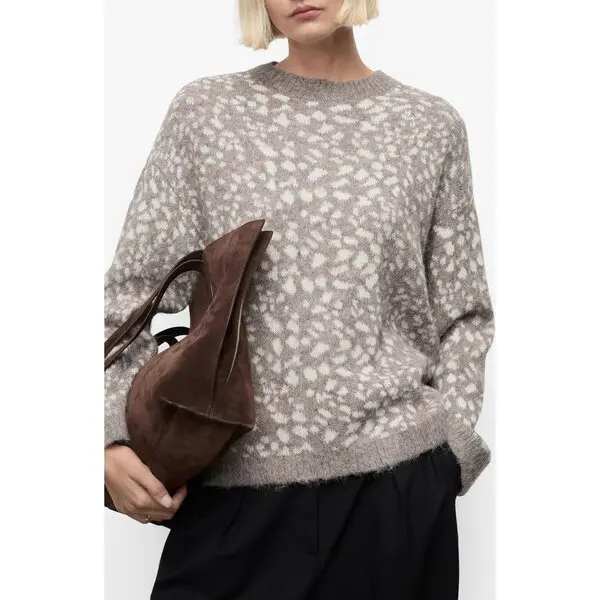 Mango Animal Print Crewneck Sweater
