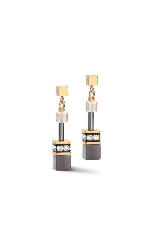 COEUR DE LION Geocube Gold Earrings