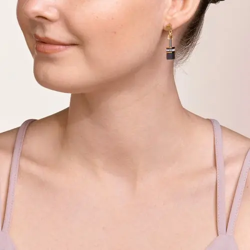 COEUR DE LION Geocube Gold Earrings