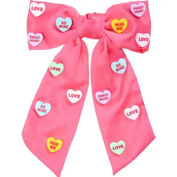 CAPELLI NEW YORK Candy Heart Bow Hair Clip - Pink Combo