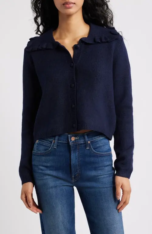 PETAL & PUP Carmello Frill Collar Cardigan - Navy