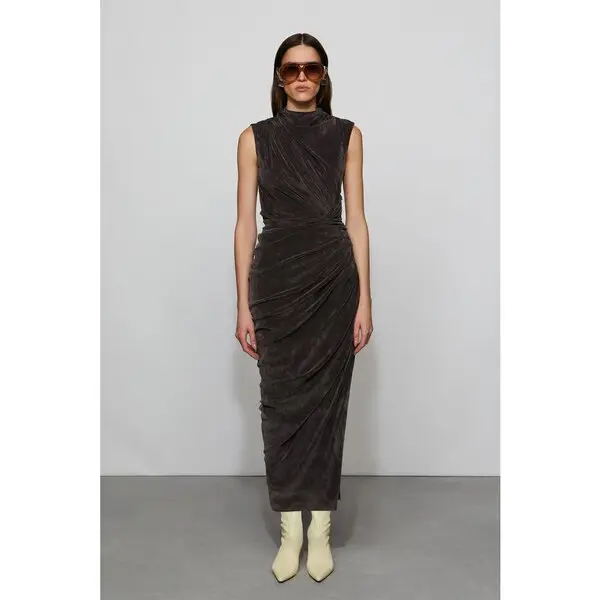 ET OCHS Olympia Draped Midi Dress - Charcoal