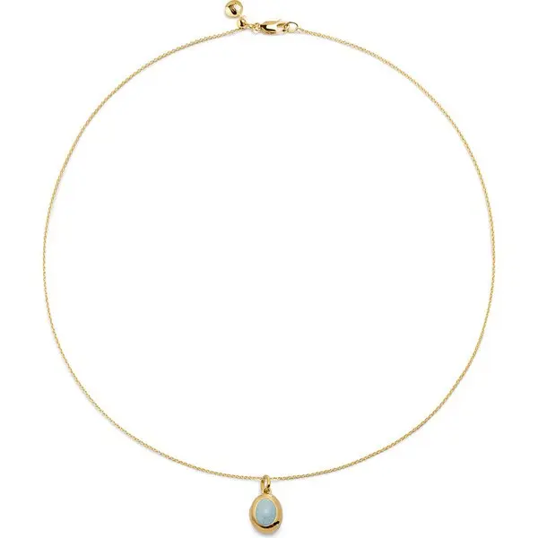 Monica Vinader Birthstone Locket Pendant Necklace - 18ct Gold Vermeil/aquamarine