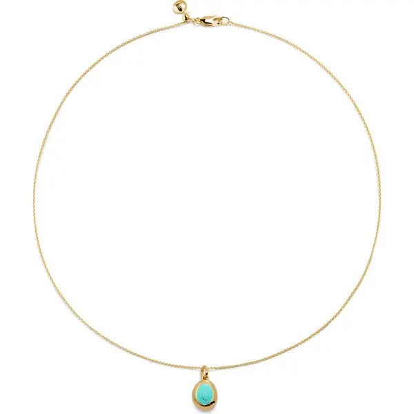 Monica Vinader Birthstone Locket Pendant Necklace - 18ct Gold Vermeil/turquoise