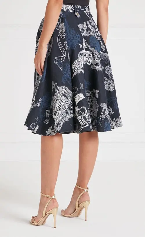TEMPERLY LONDON Anniversary Printed Toile De Jouy Skirt - Twilight