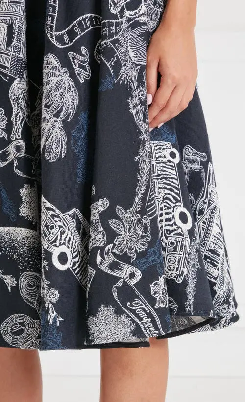 TEMPERLY LONDON Anniversary Printed Toile De Jouy Skirt - Twilight