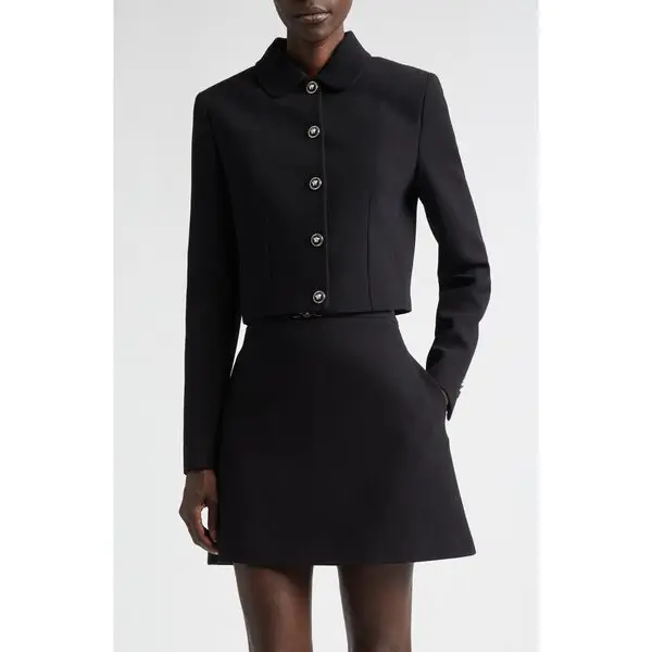 Versace Medusa '95 Double Face Virgin Wool Crepe Crop Jacket