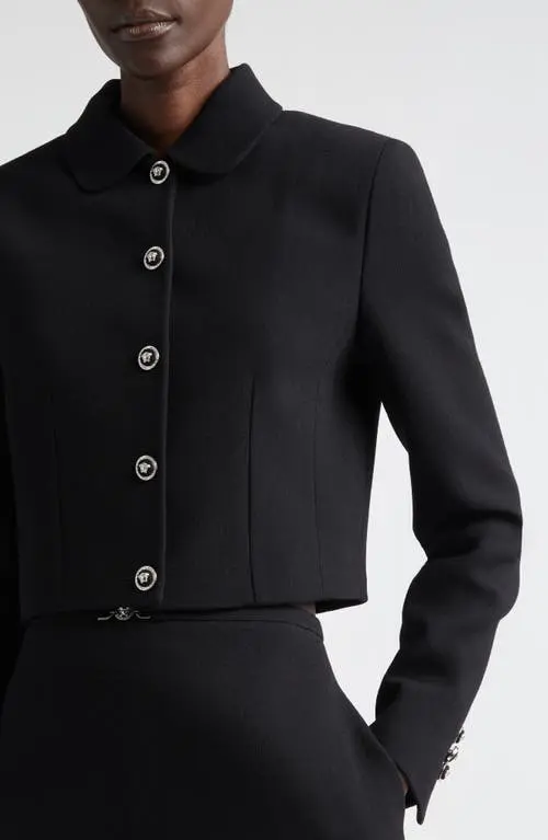 Versace Medusa '95 Double Face Virgin Wool Crepe Crop Jacket