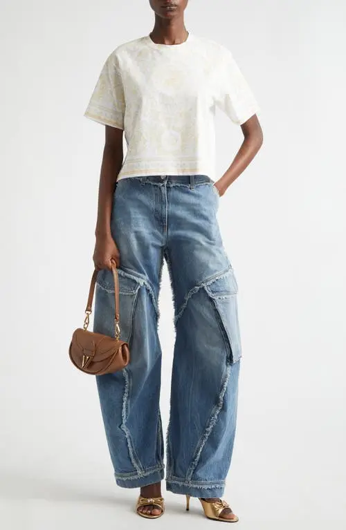 Versace Frayed Wide-leg Cargo Jeans
