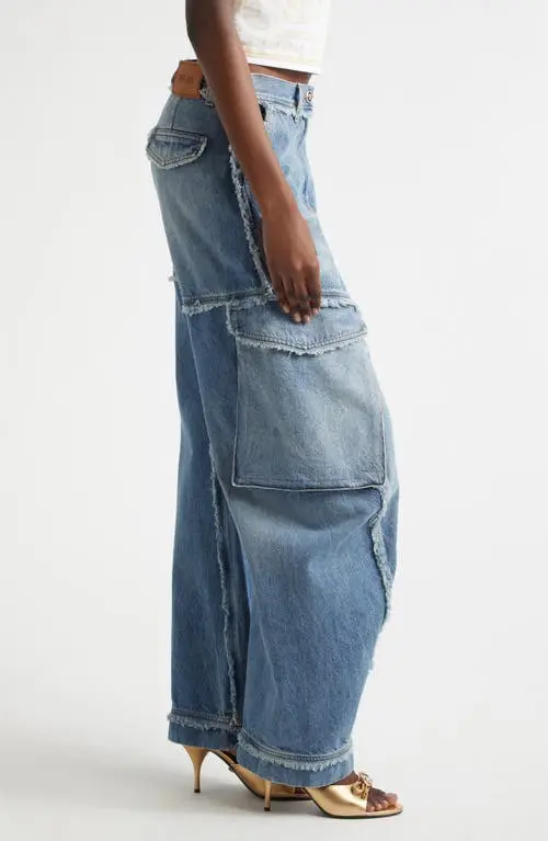 Versace Frayed Wide-leg Cargo Jeans