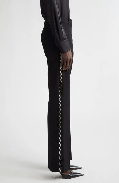 Versace Studded Wool Grain De Poudre Bootcut Pants