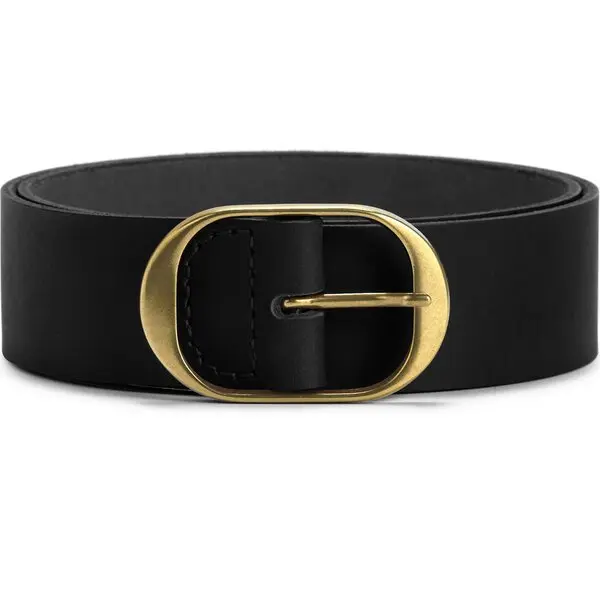 EZRA ARTHUR Oval Buckle Leather Belt 45mm - Black And Brass