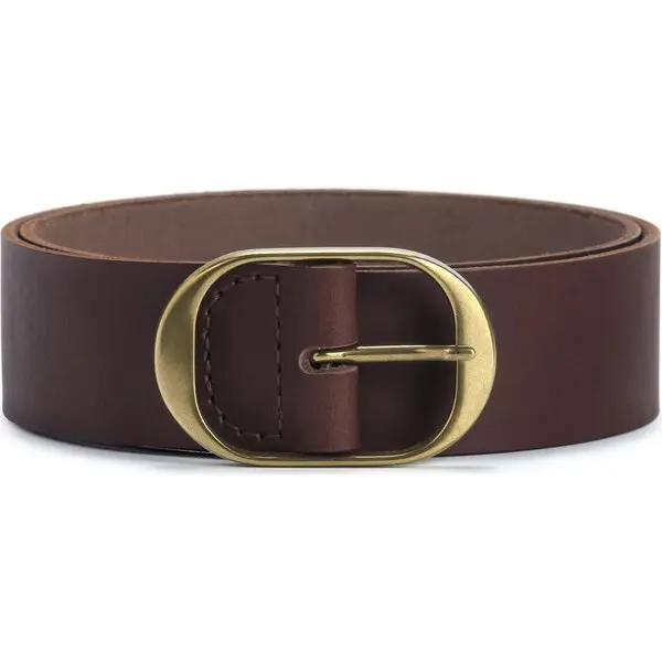 EZRA ARTHUR Oval Buckle Leather Belt 45mm - Brown And Brass