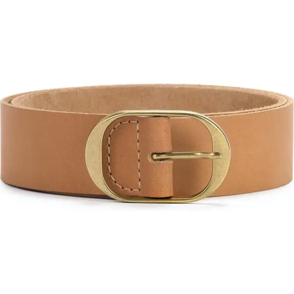 EZRA ARTHUR Oval Buckle Leather Belt 45mm - Suntan And Brass