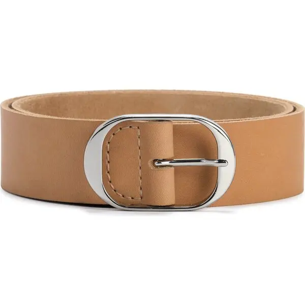EZRA ARTHUR Oval Buckle Leather Belt 45mm - Suntan And Nickel