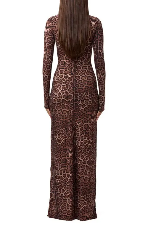 Naked Wardrobe Leopard Print Long Sleeve Maxi Dress