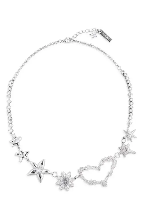 Collina Strada Heart Flame Constellation Necklace - Crystal Clear