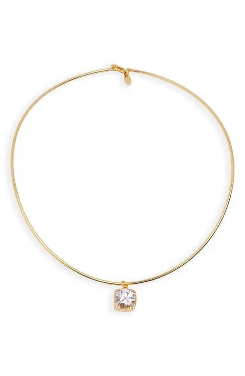 Argento Vivo Bezel Cubic Zirconia Pendant Necklace - Gold