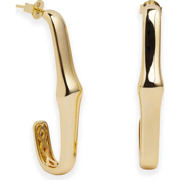 Argento Vivo Bamboo J Hoop Earrings - Gold