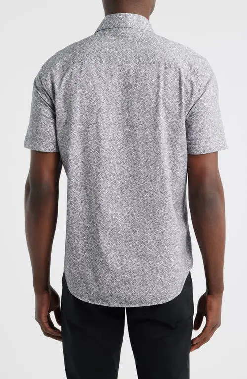 Bugatchi Miles Ooohcotton® Floral Short Sleeve Button-up Shirt - Graphite
