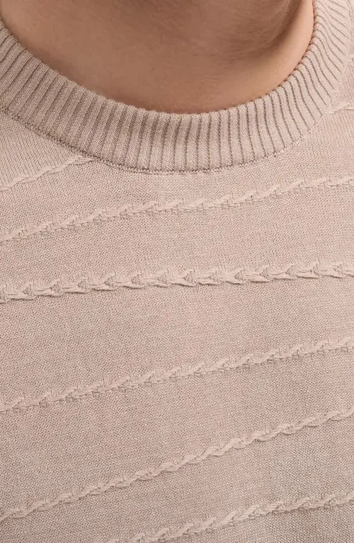 Bugatchi Cotton And Silk Crewneck Sweater - Sand