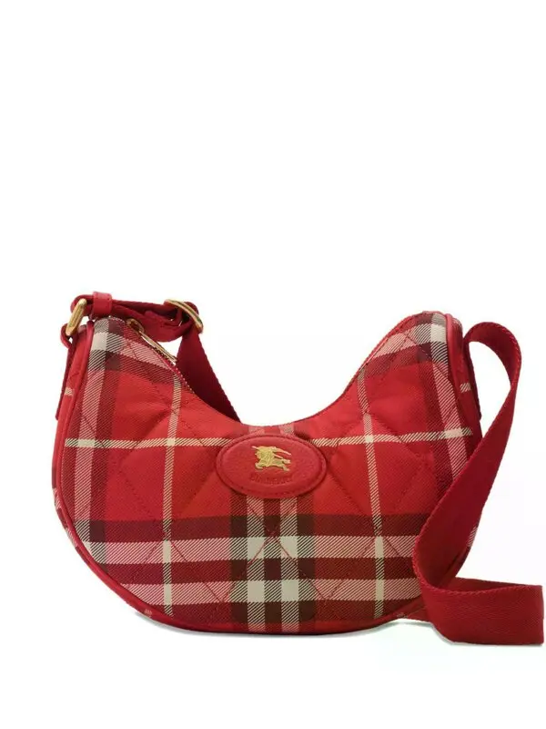 Burberry Horseshoe Crossbody Bag In Quilted Nylon - Red