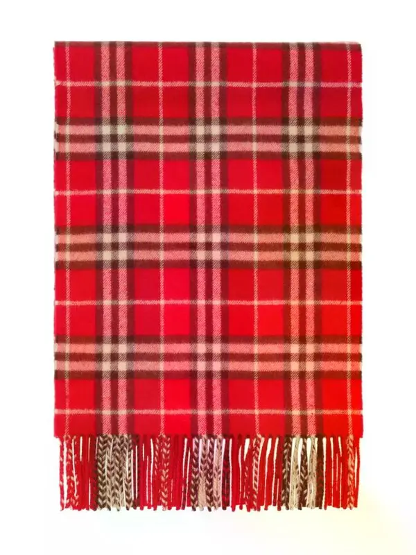 Burberry Checked Scarf - Red