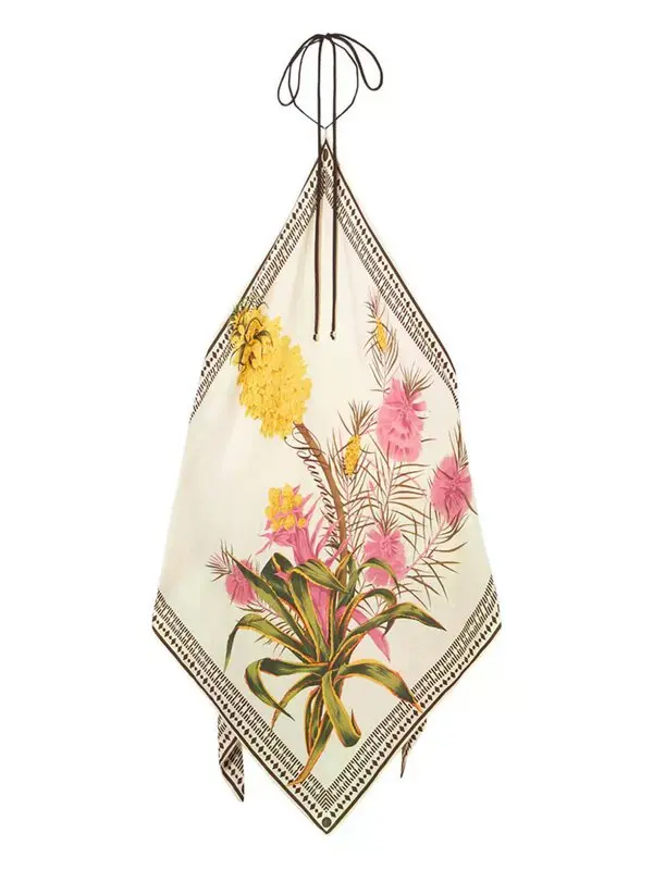 Blumarine Floral-print Sleeveless Top - Neutrals