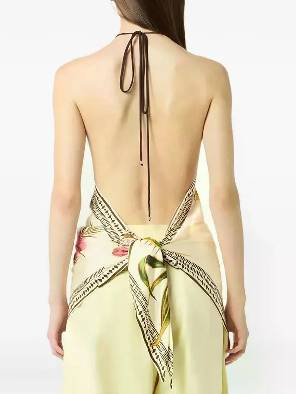 Blumarine Floral-print Sleeveless Top - Neutrals