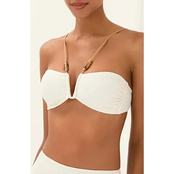 VIX PAULA HERMANNY Firenze Lesley Carol Beaded Bikini Top - White