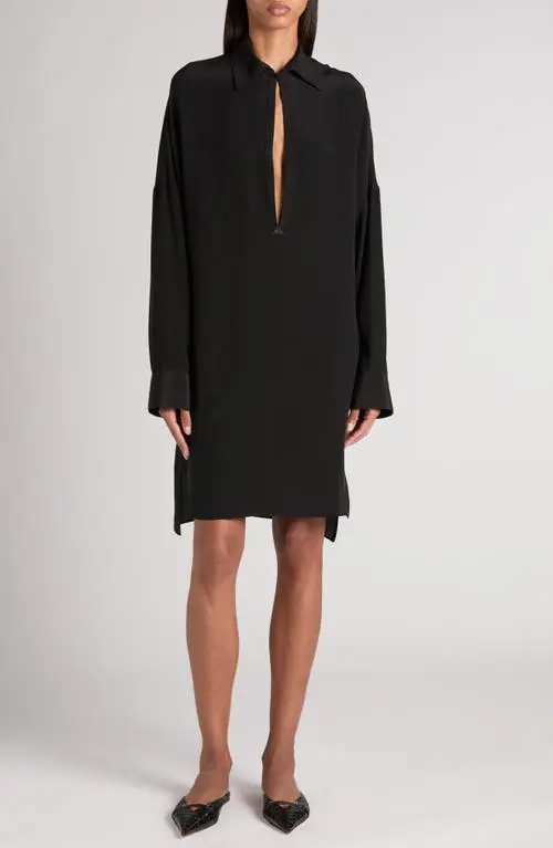TOM FORD Long Sleeve Silk Crêpe De Chine Tunic Dress - Black