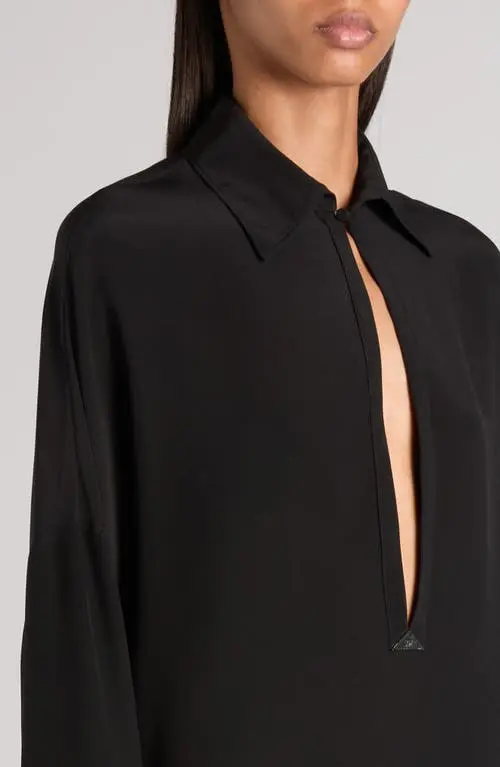 TOM FORD Long Sleeve Silk Crêpe De Chine Tunic Dress - Black