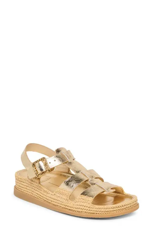 Dolce Vita Shenna Slingback Platform Sandal - Gold Distressed Leather