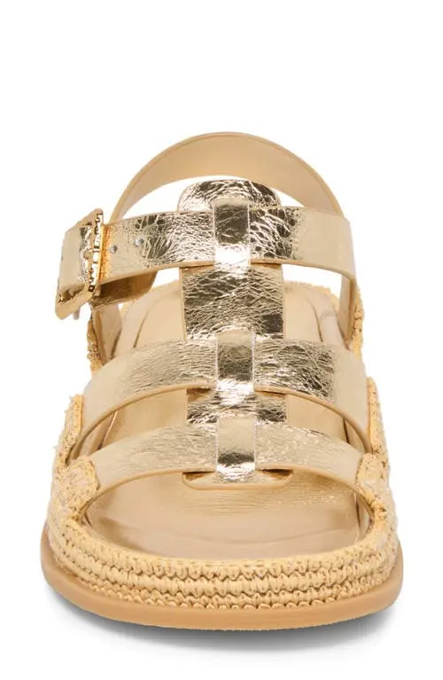 Dolce Vita Shenna Slingback Platform Sandal - Gold Distressed Leather