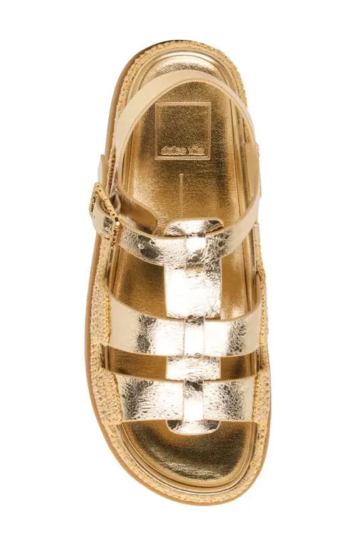 Dolce Vita Shenna Slingback Platform Sandal - Gold Distressed Leather