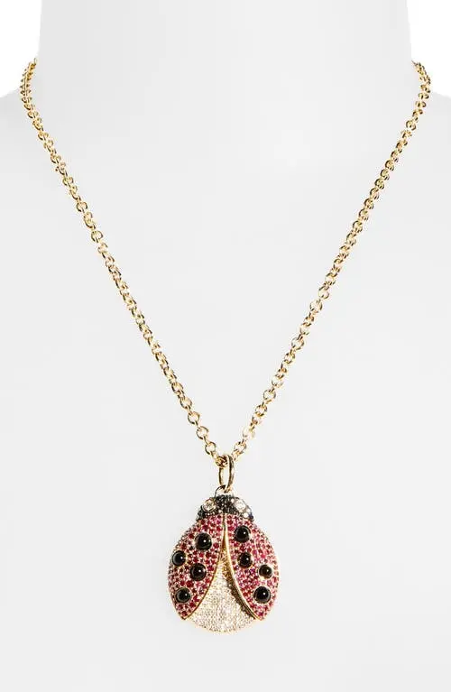 GRACE WINFREY Ruby And Diamond Ladybug Pendant Necklace