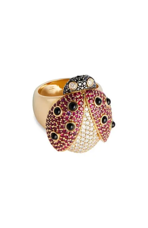 GRACE WINFREY Ruby And Diamond Ladybug Ring - Ruby/diamond/black Onyx