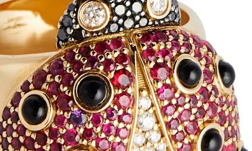 GRACE WINFREY Ruby And Diamond Ladybug Ring