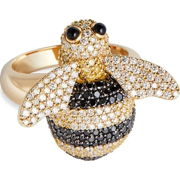 GRACE WINFREY Honey Bee Diamond Pavé Ring - Canary/black/white Diamond